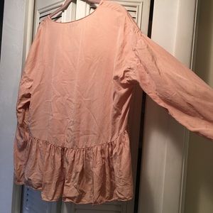 Zara | Tops | Zara V Neck Ruffle High Low Blouse Blush Pink | Poshmark